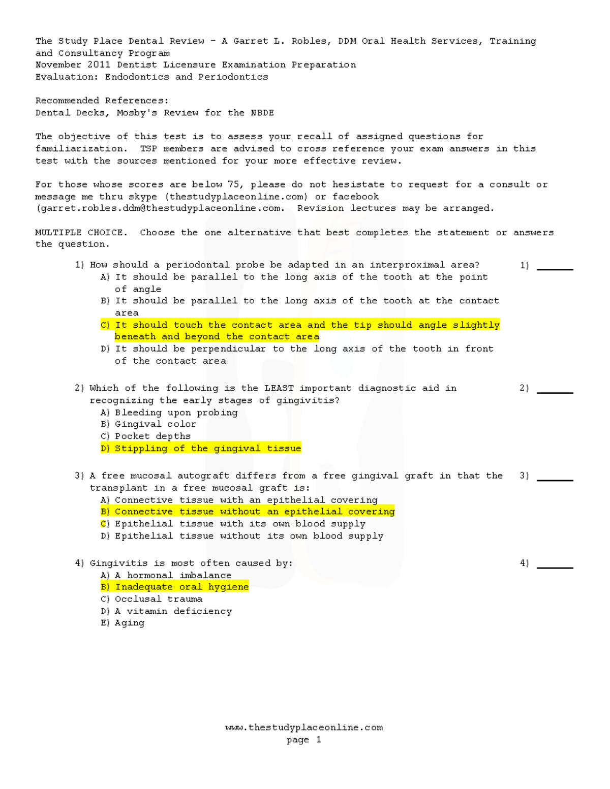 2011 .7.endodontics and periodontics set 1 - Warning: Popup annotation has a missing or invalid ...