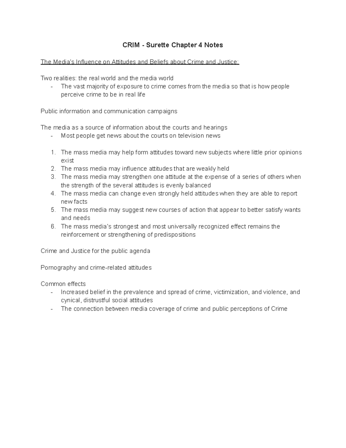CRIM - Surette Chapter 4 Notes - CRIM - Surette Chapter 4 Notes The ...
