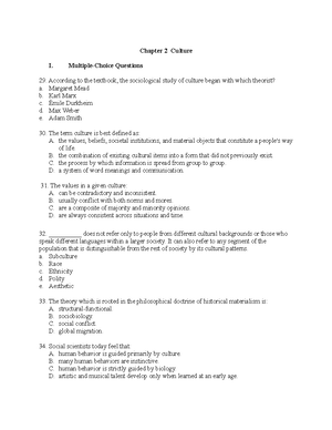Sociology quiz 1 - Chapter 1 Introduction I. Multiple-Choice Questions ...
