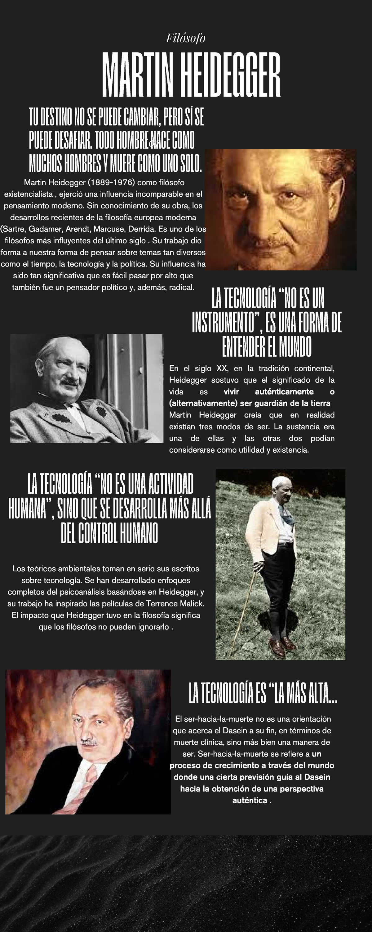 Black Heidegger Infographic - LA TECNOLOGÍA ES “LA MÁS ALTA... MARTIN ...