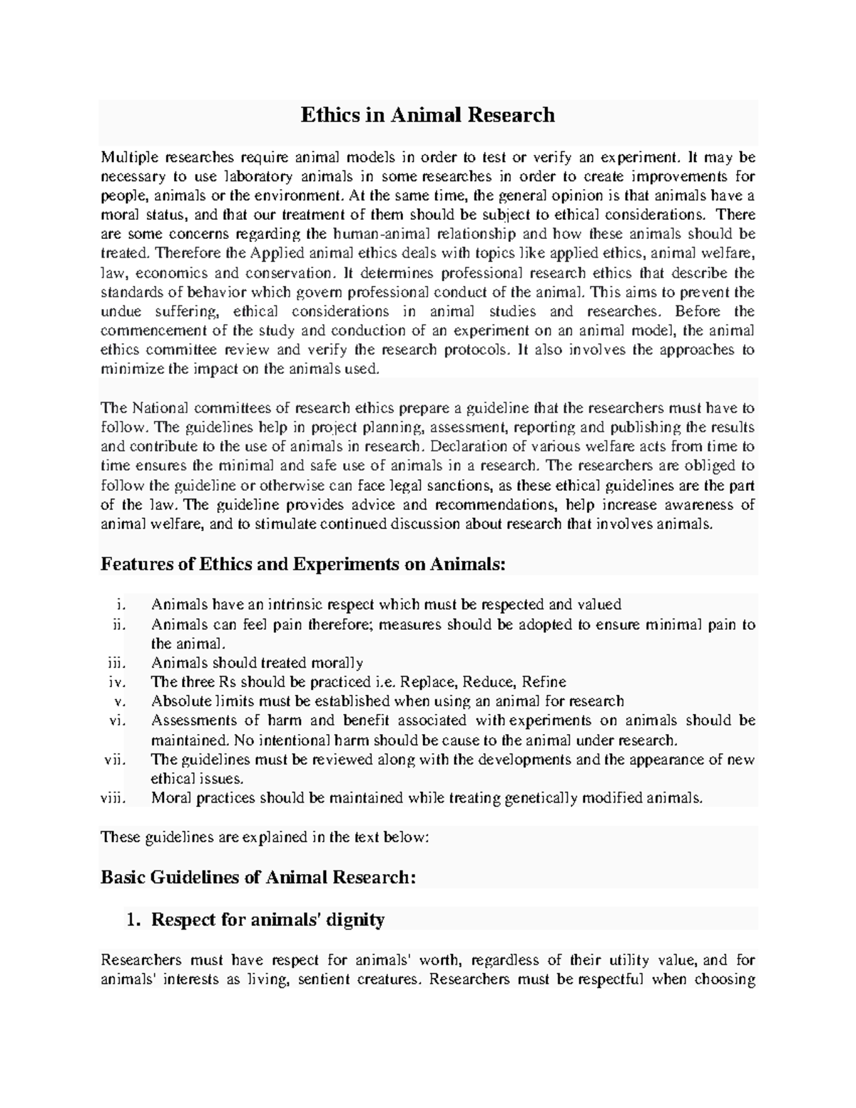 Ethics In Animal Research - Ethics in Animal Research Multiple ...