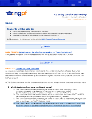 Copy of Copy of Compare Needs vs. Wants - NGPF Activity Bank Budgeting ...