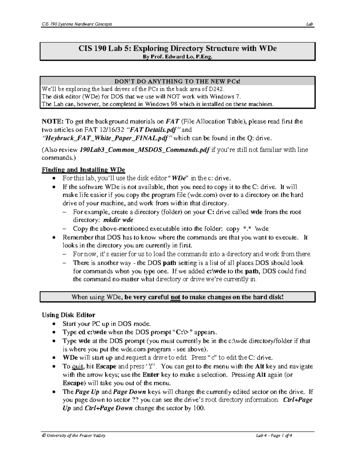 Lab 5 - CIS 190 - CIS 190 Lab 5: Exploring Directory Structure with WDe ...