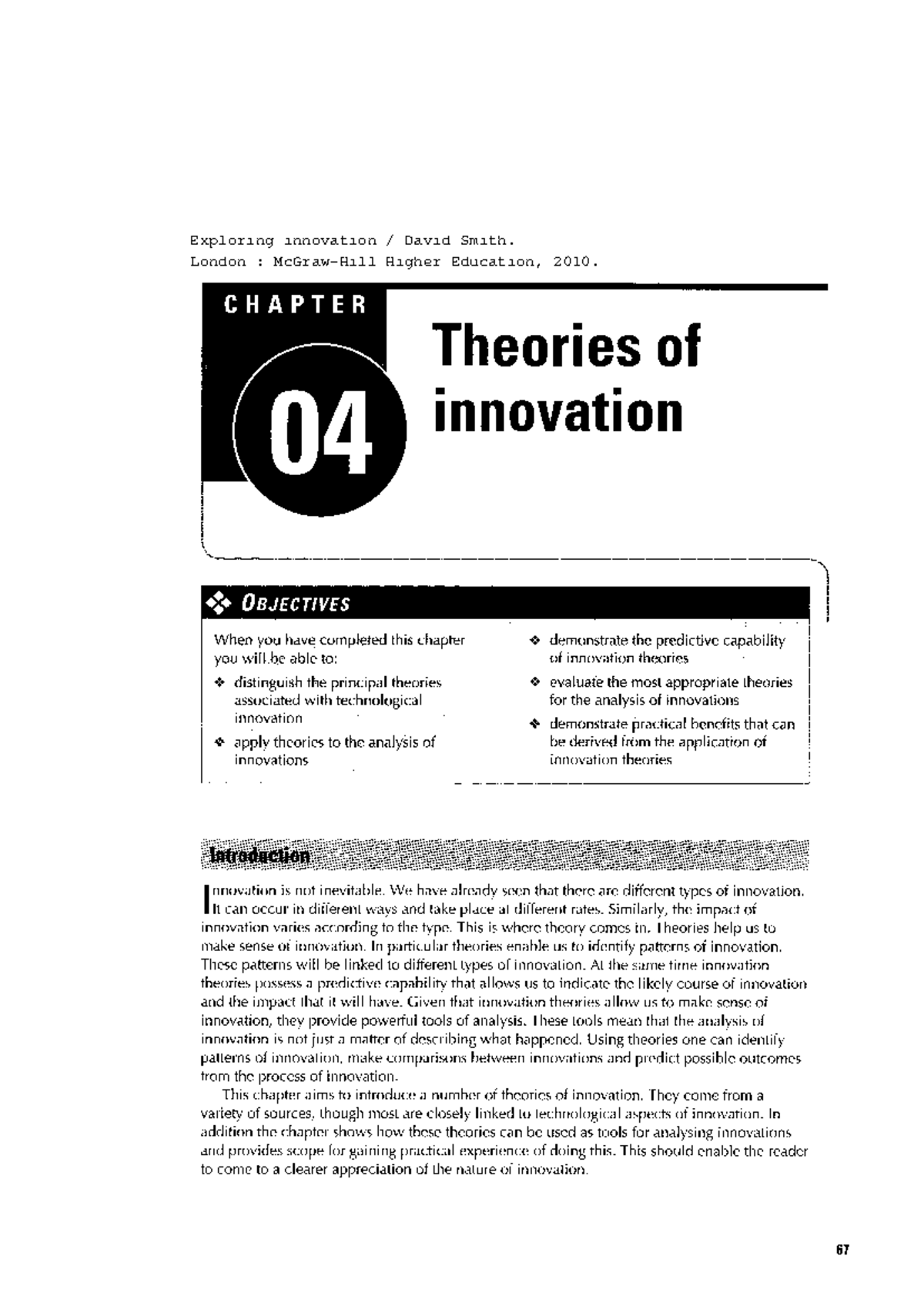 Innovation Theories - Reading - of Theories innovation OBJECTIVES ...