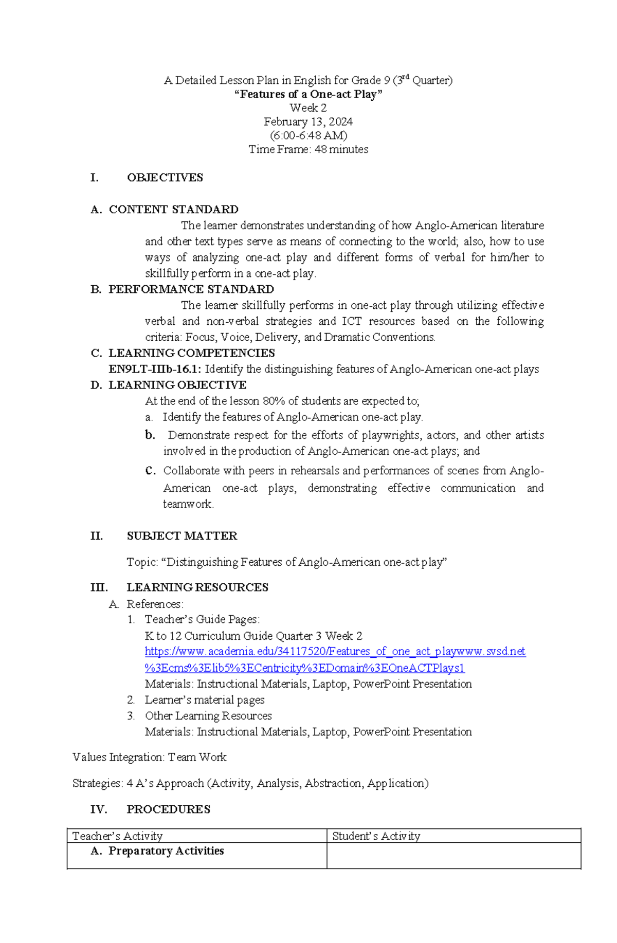 Detailed- Lesson PLAN- WEEK 2 Tuesday - A Detailed Lesson Plan in ...