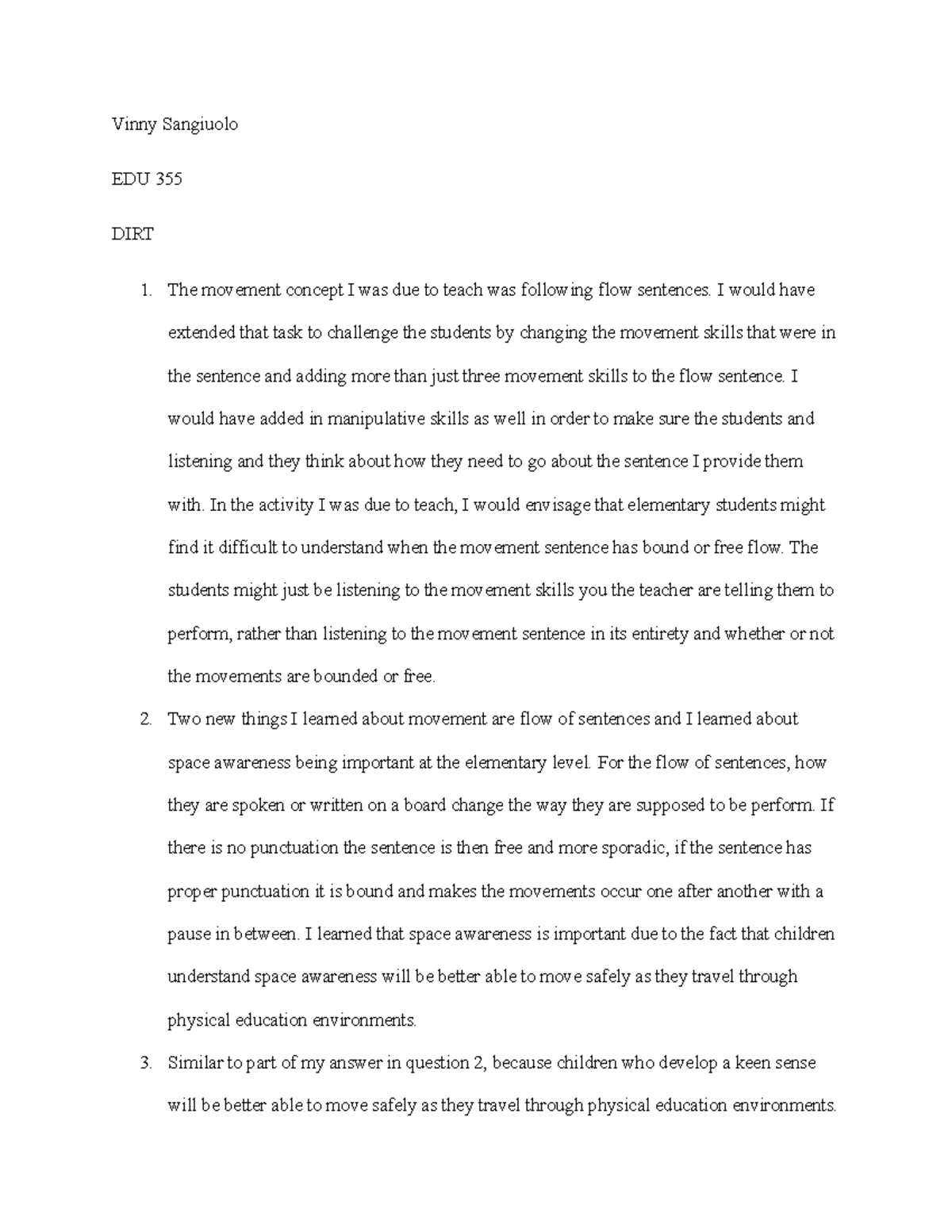 355 dirt 3 - Weekly reflection regarding teaching (can use as an ...