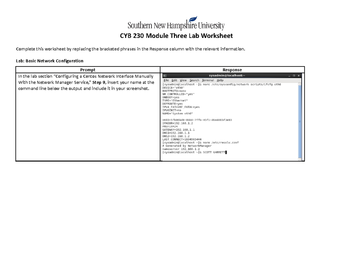 CYB 230 Scott Garrett Worksheet - CYB 230 Module Three Lab Worksheet ...