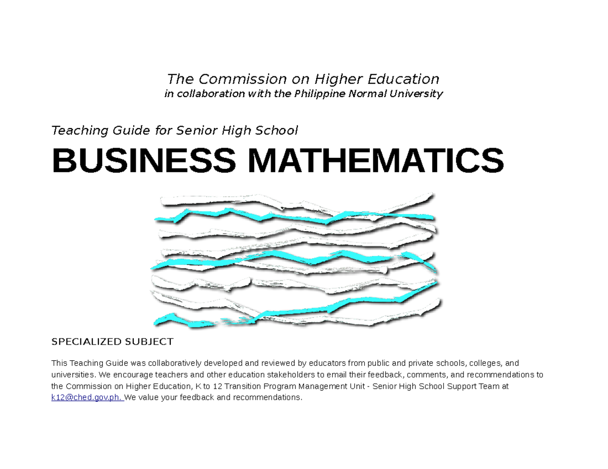 Business Mathematics - hope it helps - The Commission on Higher ...