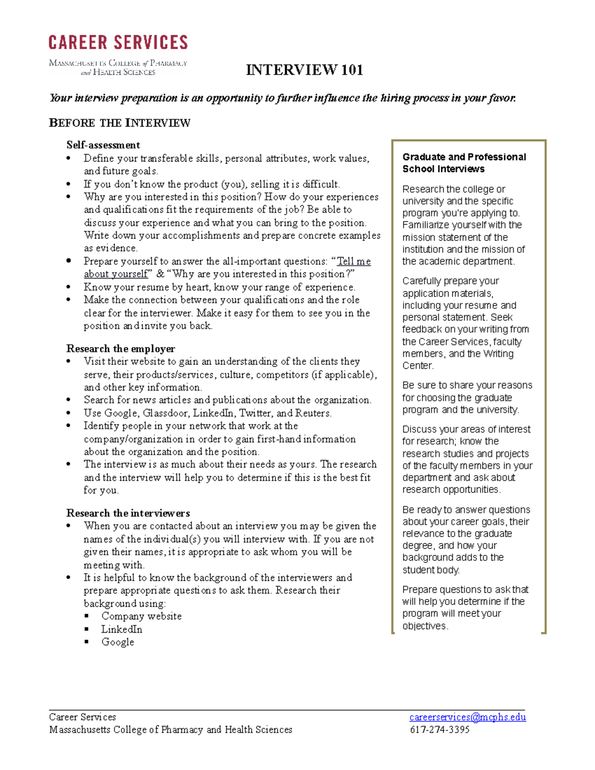 Interview 101(1) - INTERVIEW 101 Your interview preparation is an ...