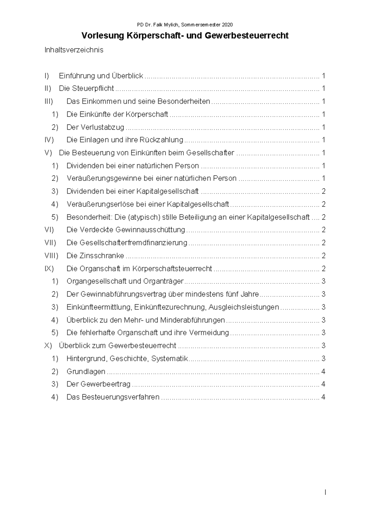 Skript Koerperschaft Und Gewerbesteuer Warning Tt Undefined Function 32 Vorlesung
