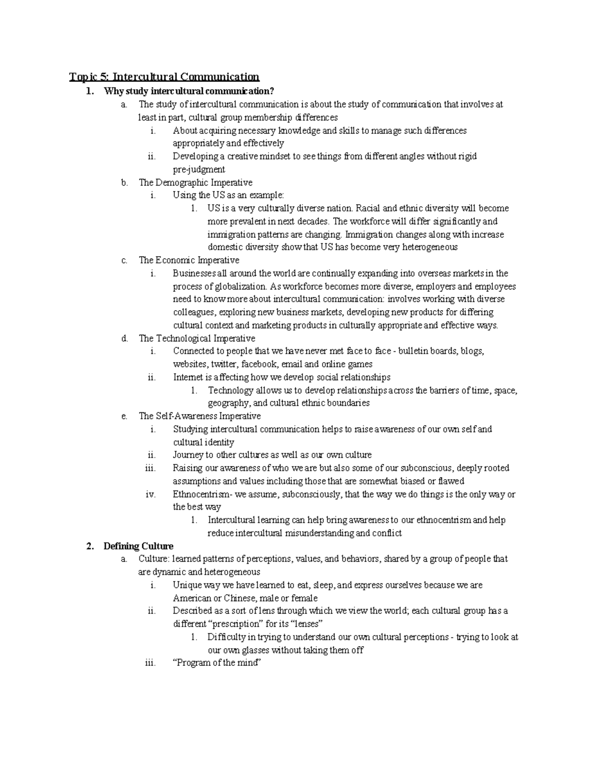 Week 5 Intercultural Communication - Topic 5: Intercultural ...