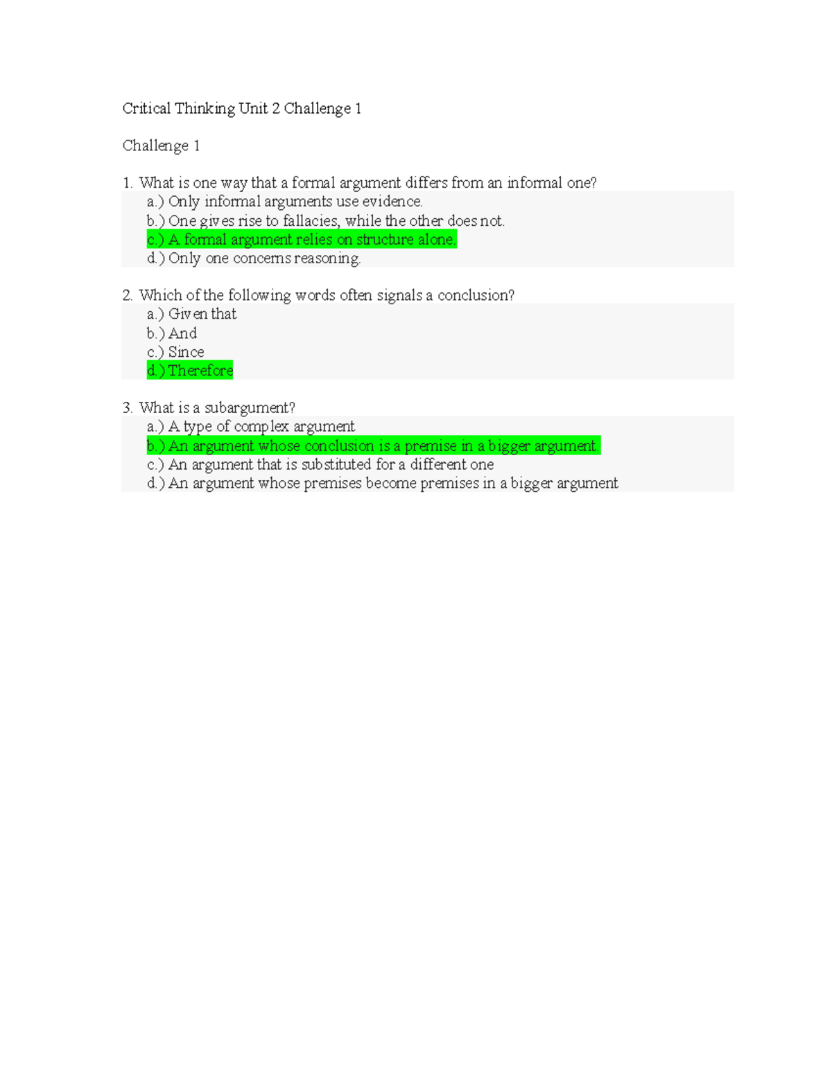 Critical Thinking Unit 2 Challenge 1 - Critical Thinking Unit 2 ...