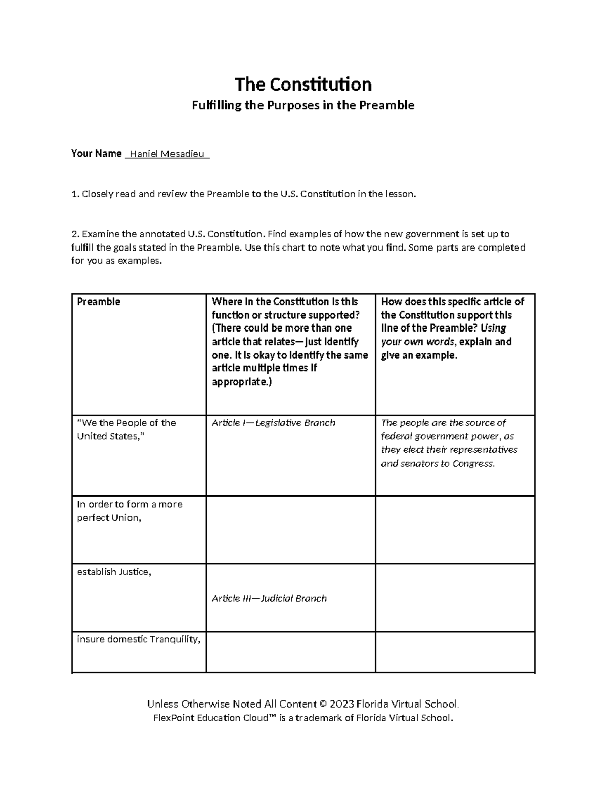 Copy of the constitution template - The Constitution Fulfilling the ...