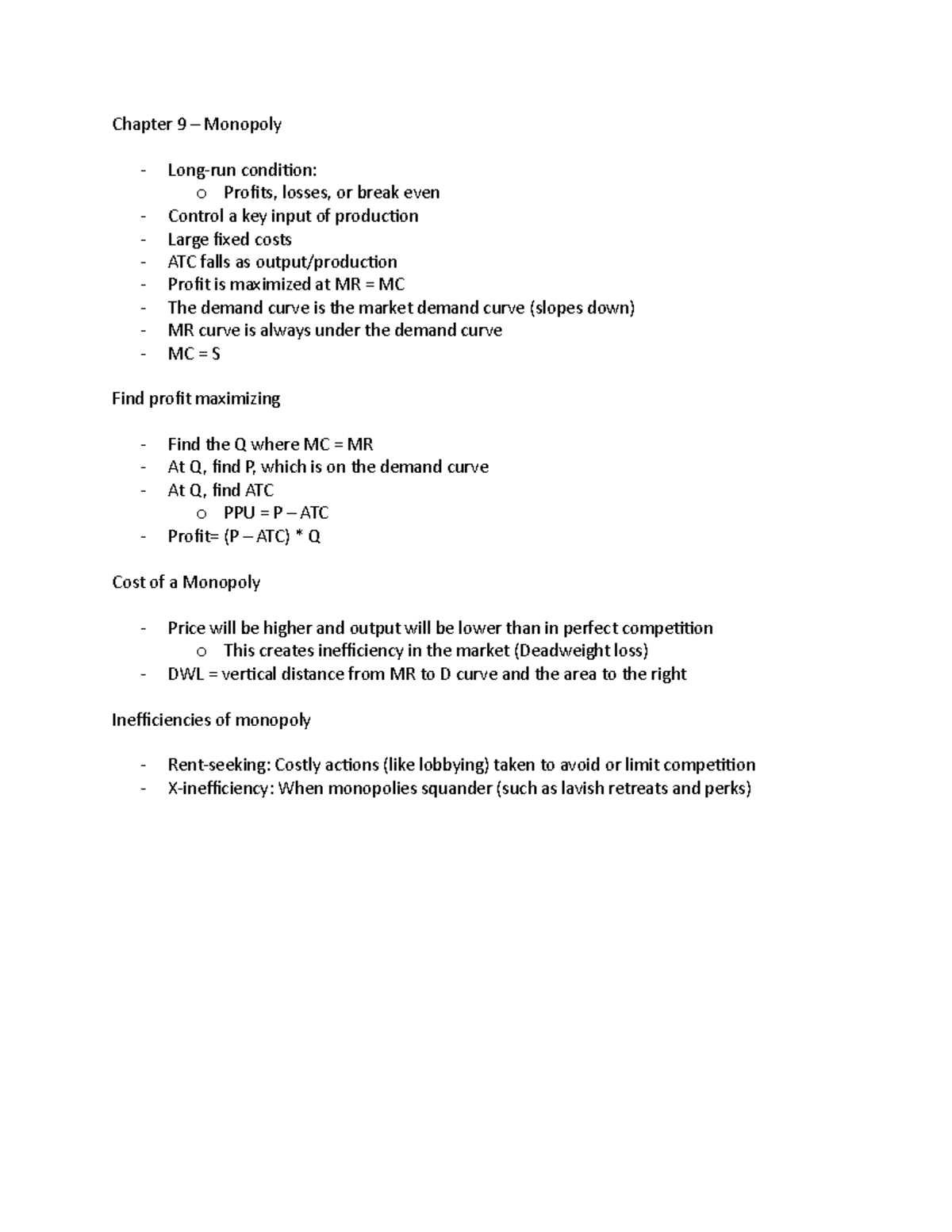 Micro 4-4 - Lecture Notes on Monopolies - Chapter 9 – Monopoly Long-run ...