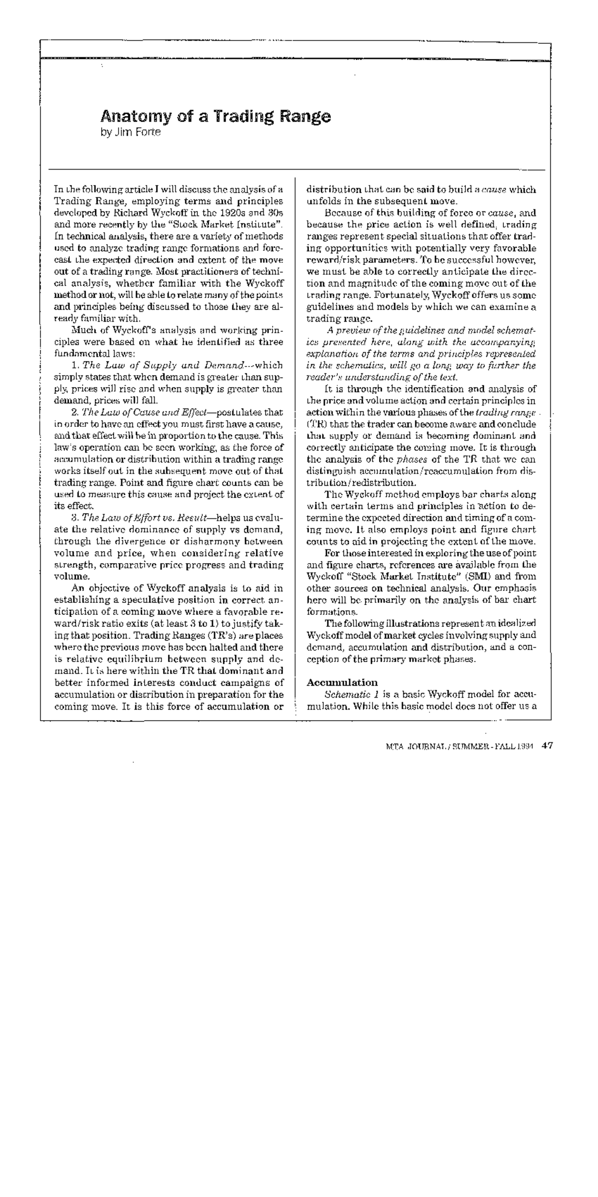 Anatomy of a Trading Range by JIM Forte - Investment - Studocu