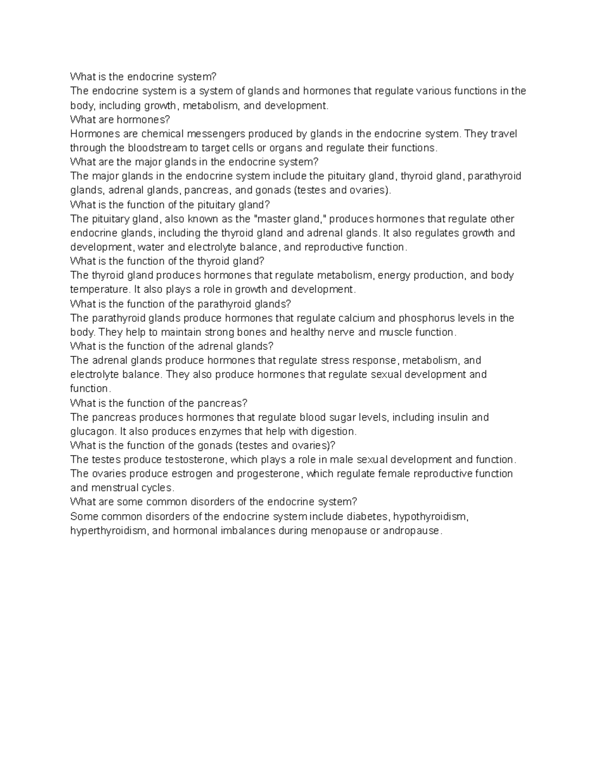 Endocrine system study guide - What is the endocrine system? The ...