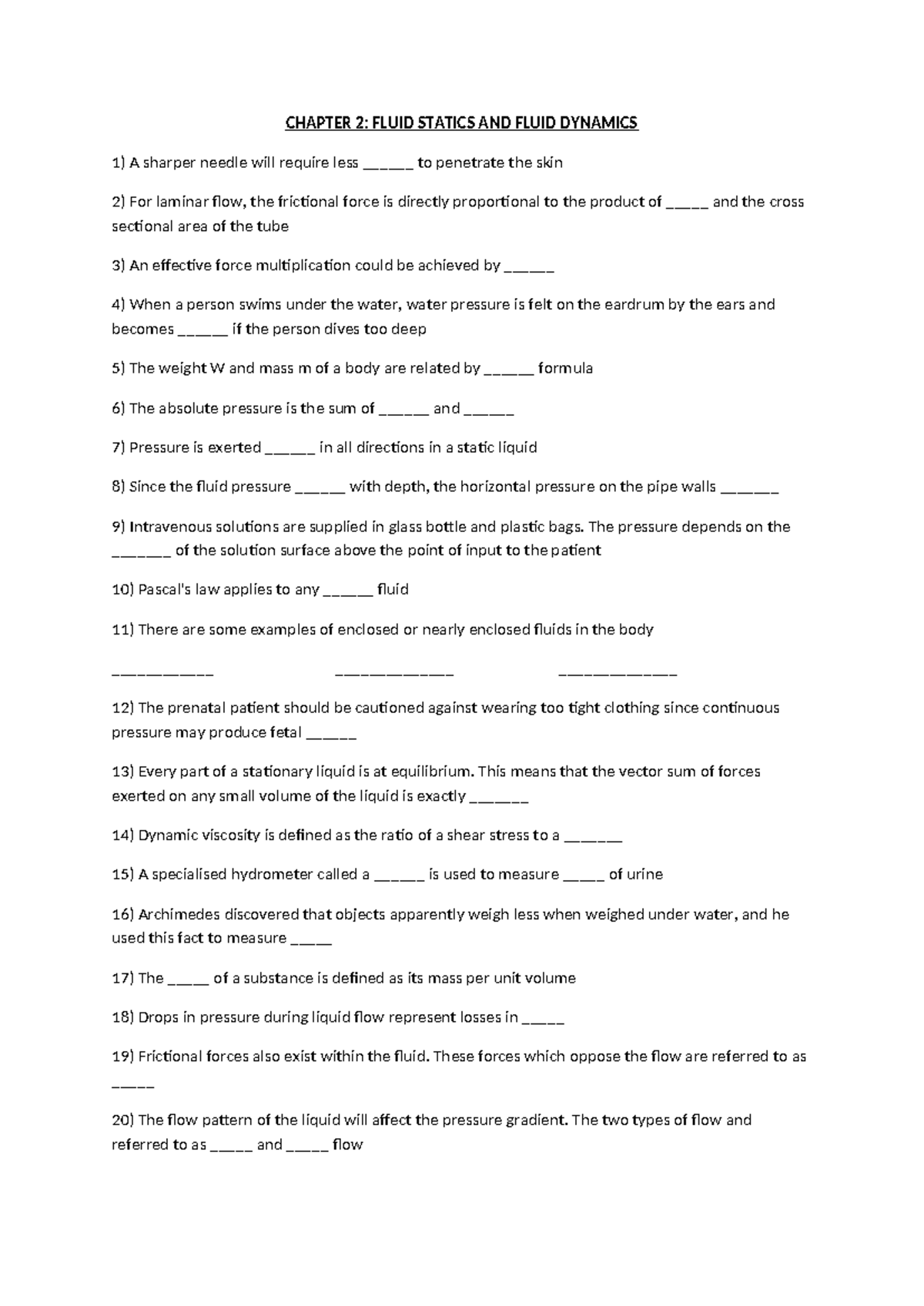 Physics red book typed - CHAPTER 2: FLUID STATICS AND FLUID DYNAMICS A ...