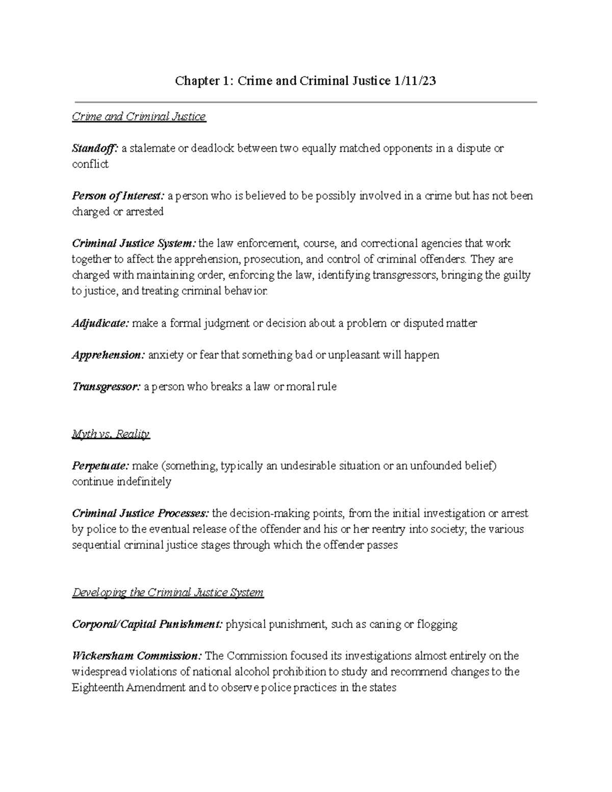 CCJ1020 Chapter 1 Crime and Criminal Justice - Chapter 1: Crime and ...