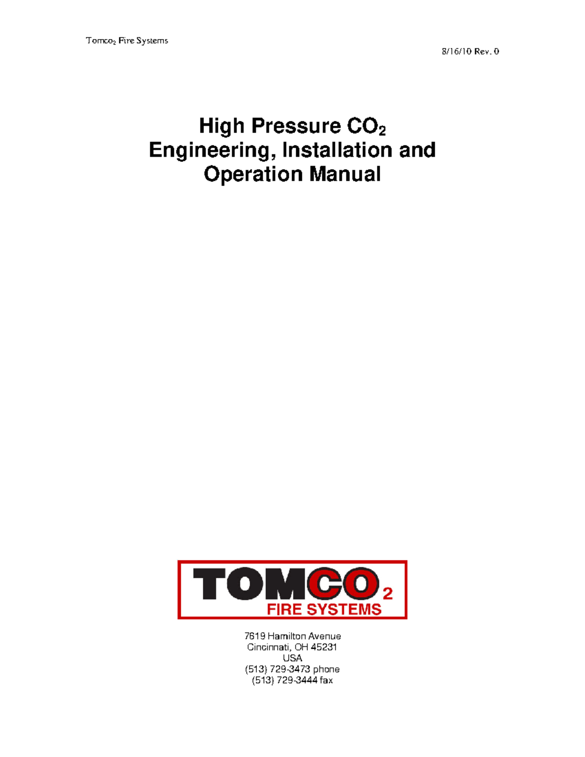 High Pressure CO2 Engineering Manual - Tomco 2 Fire Systems 8/16/10 Rev ...