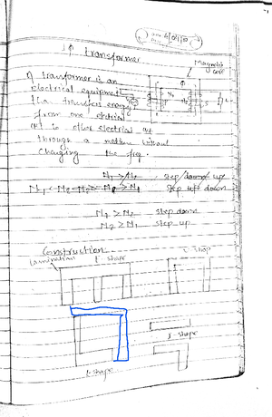 Transformer (Hand written notes 2) - B.tech - Studocu