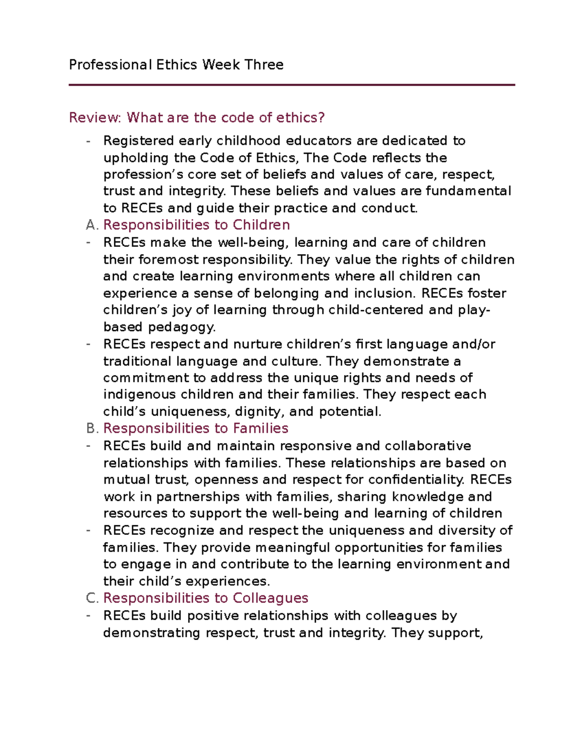 Professional Ethics Week Three - Professional Ethics Week Three Review ...