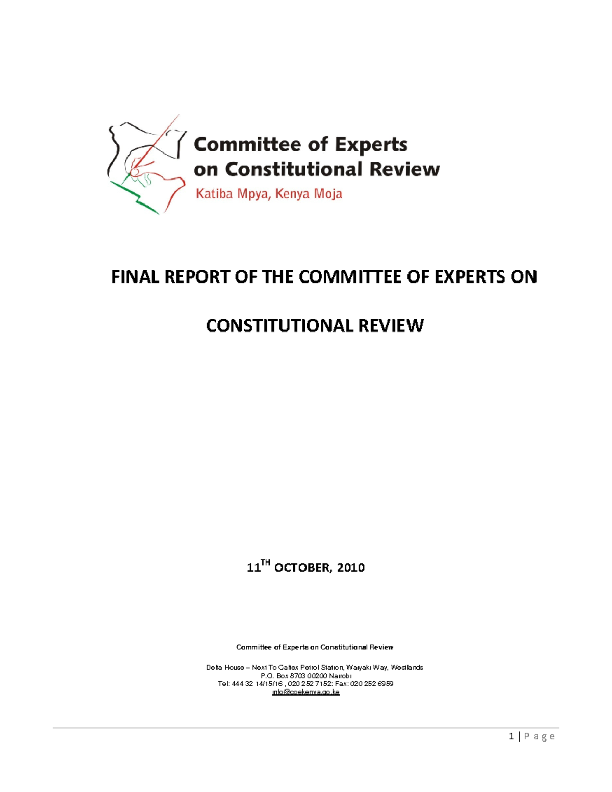 Coe final report-2 - Notes - FINAL REPORT OF THE COMMITTEE OF EXPERTS ...