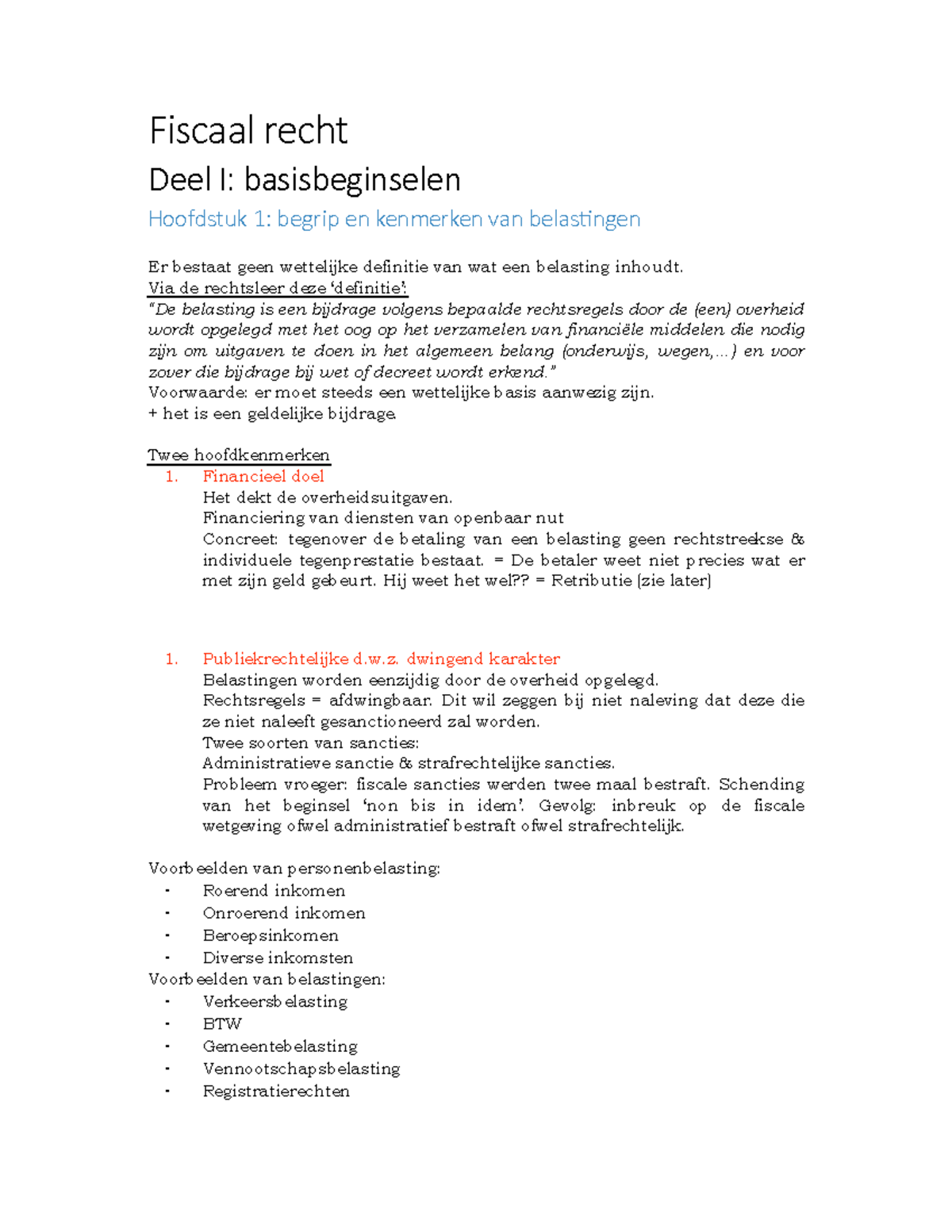 Fiscaal recht 1 samenvatting examen - Fiscaal recht Deel I ...