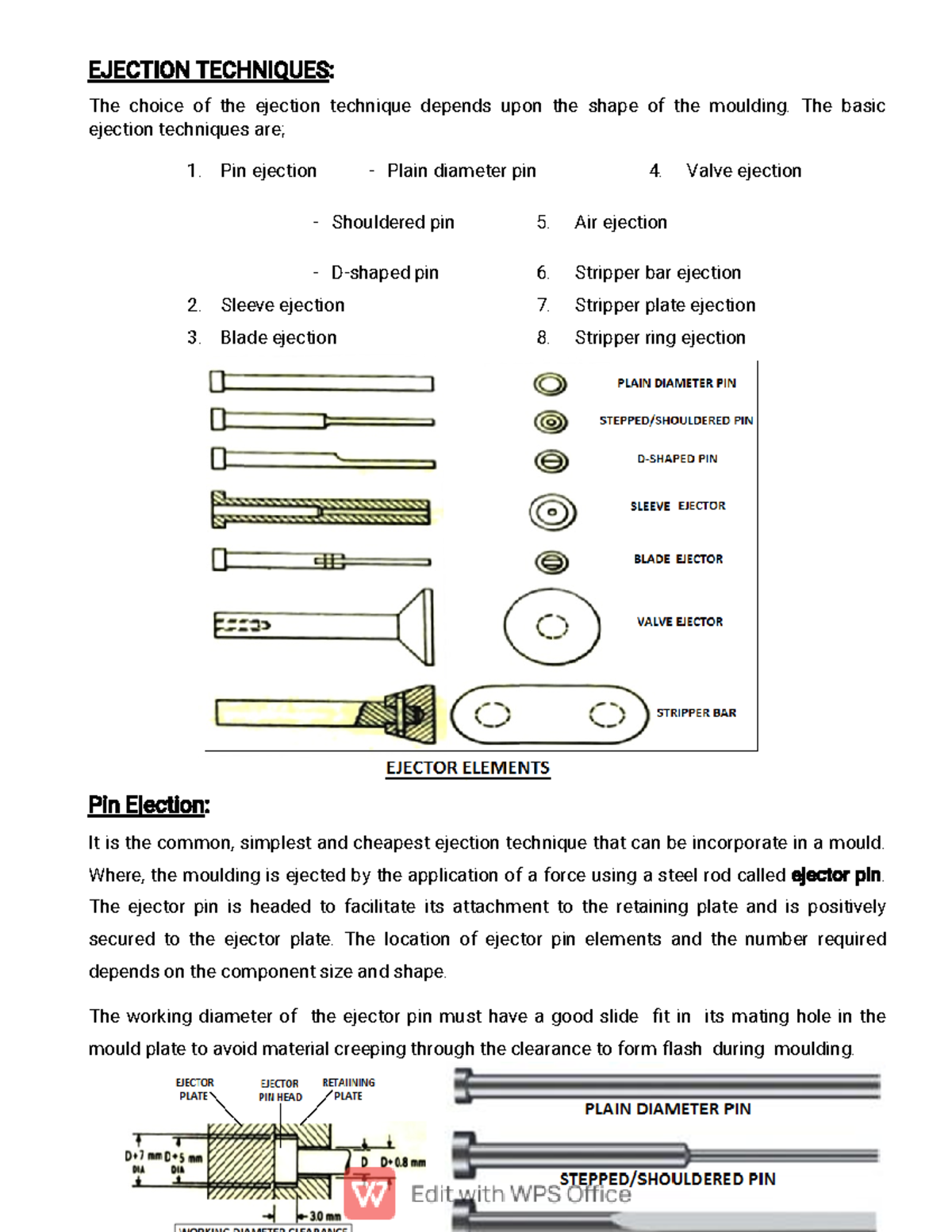 Ejection Techniques - Note - EJECTION TECHNIQUES: The choice of the ...