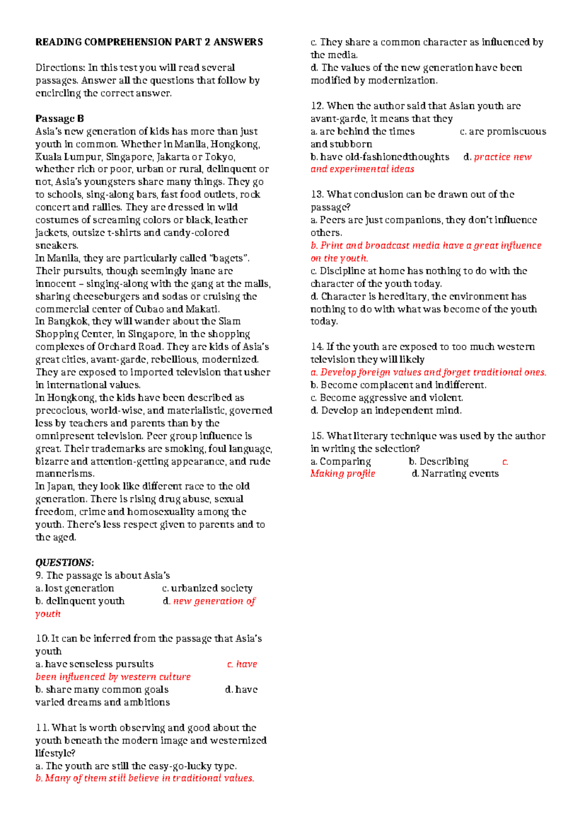 EPT Reading Comprehension PART 2 (www - READING COMPREHENSION PART 2 ...