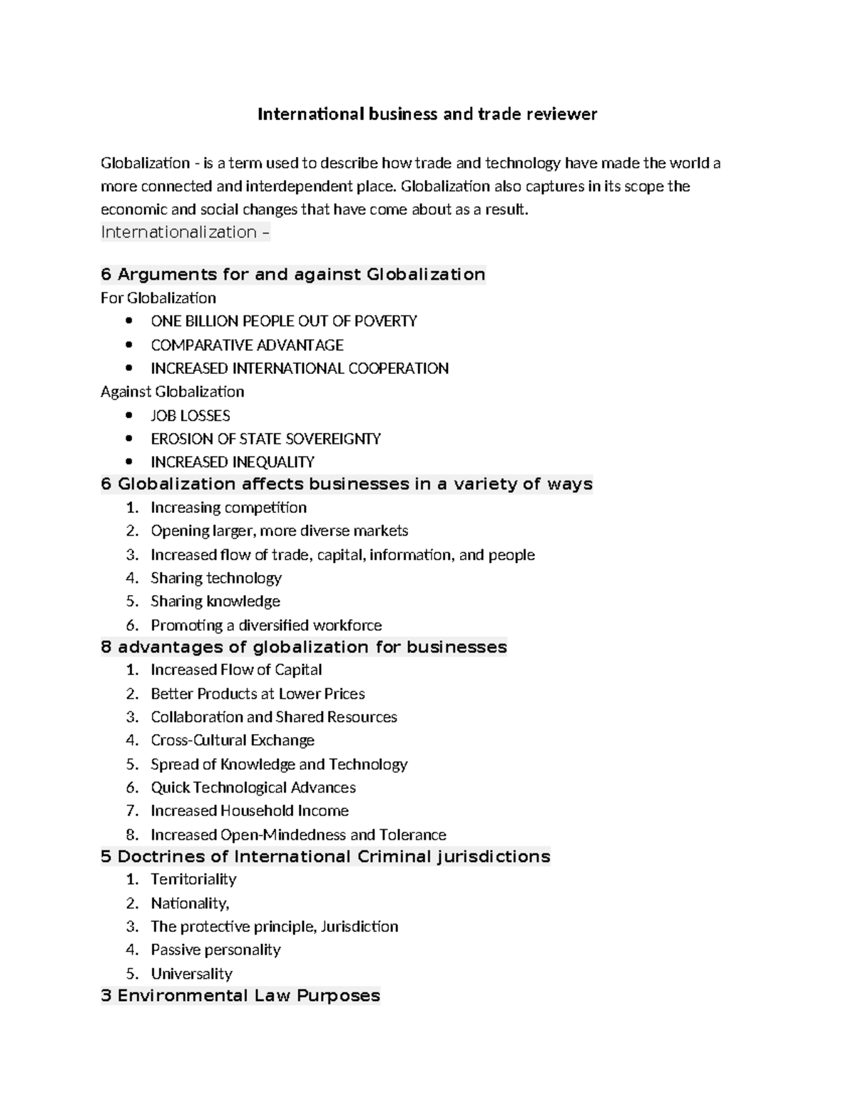 International business and trade reviewer - International business and ...