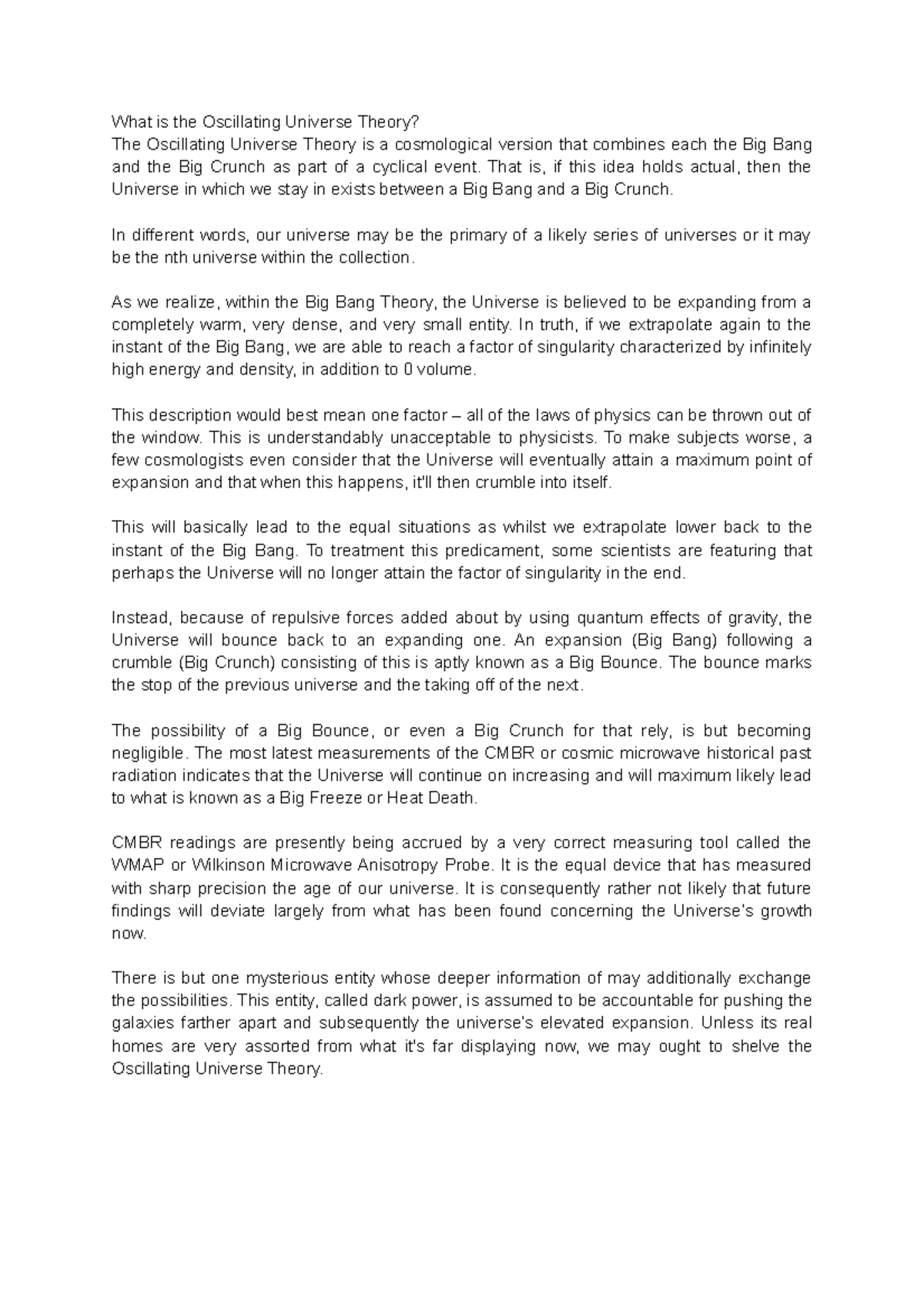 Oscillating theory - ... - What is the Oscillating Universe Theory? The ...