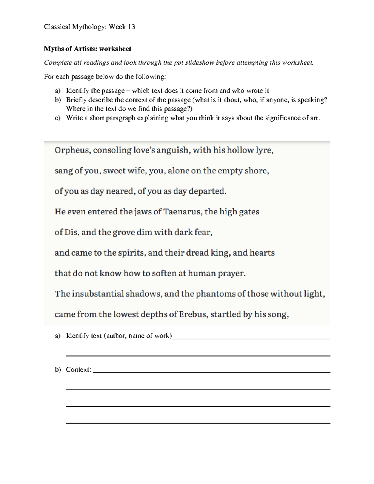 Myths of Artists worksheet - Myths of Artists: worksheet Complete all ...