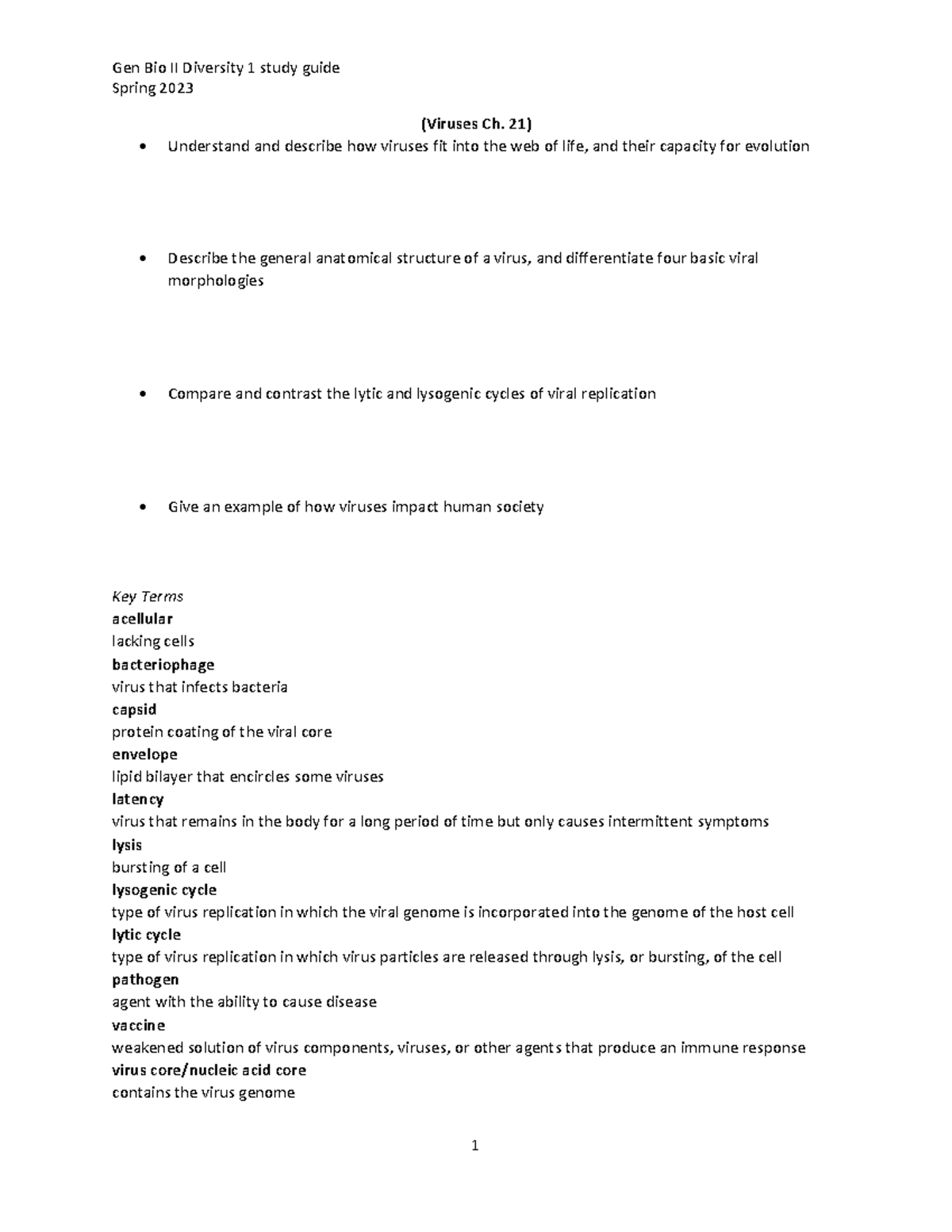 Assessment 3 study guide - Spring 2023 (Viruses Ch. 21) Understand and ...