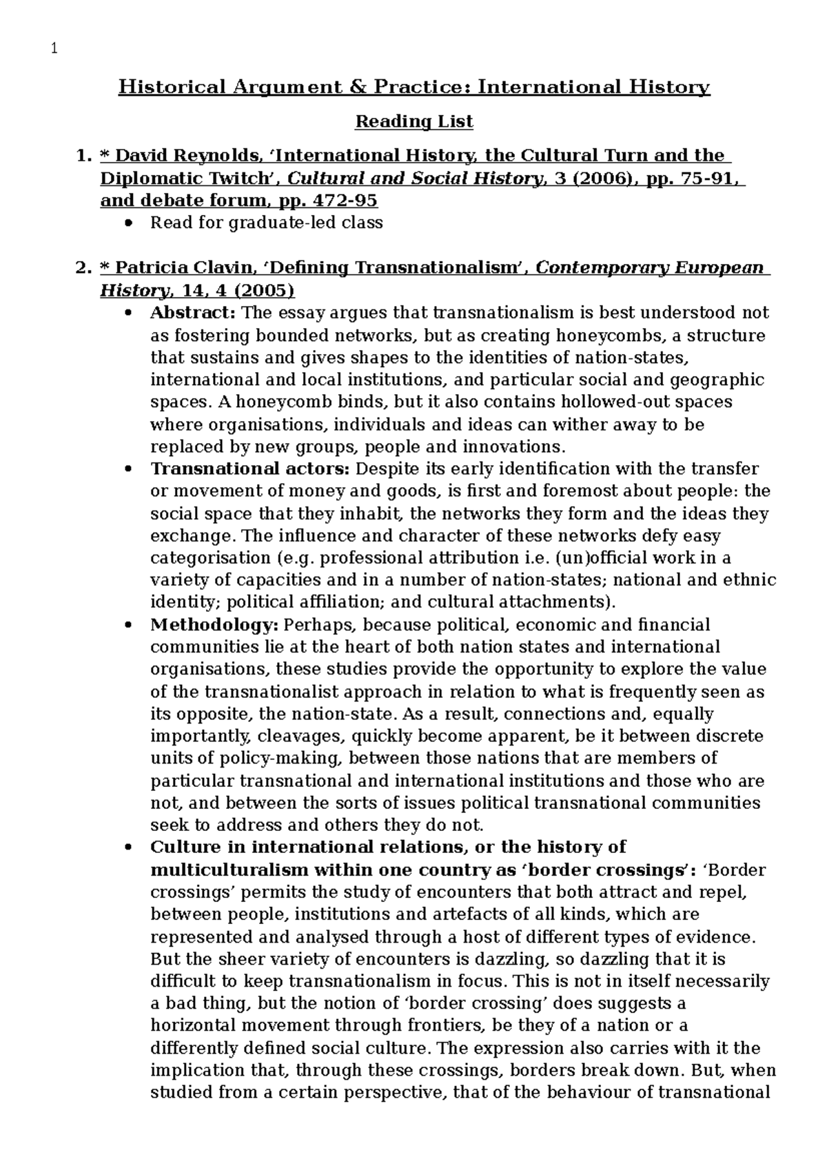 International History - HAP Bibliography - 1 Historical Argument ...