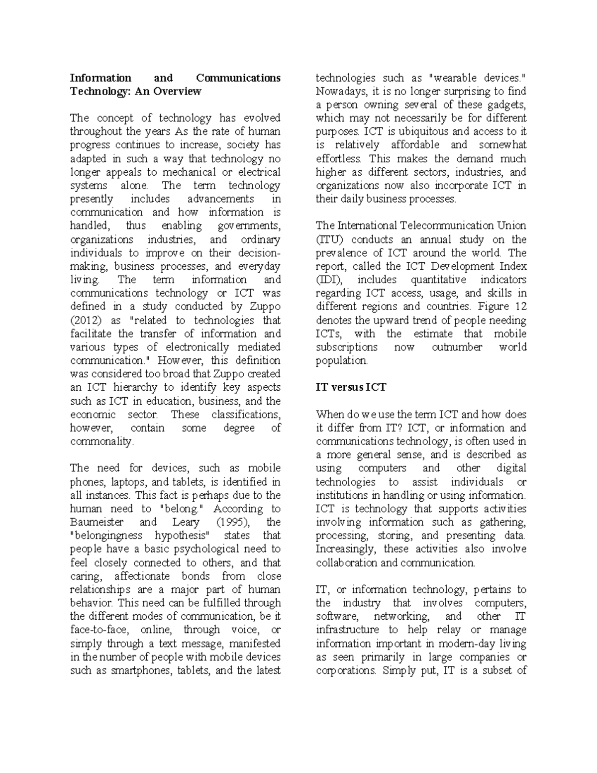 Introduction to Information Communication Technology - Information and ...