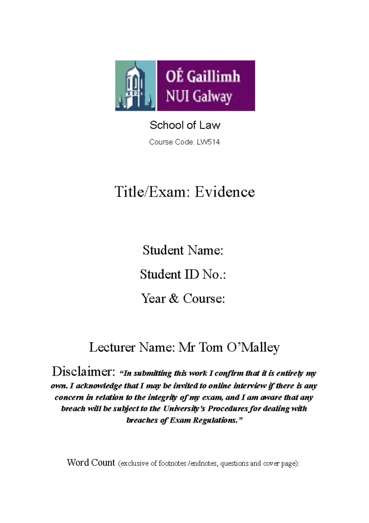 Evidence II exam notes revision sample answers - Studocu
