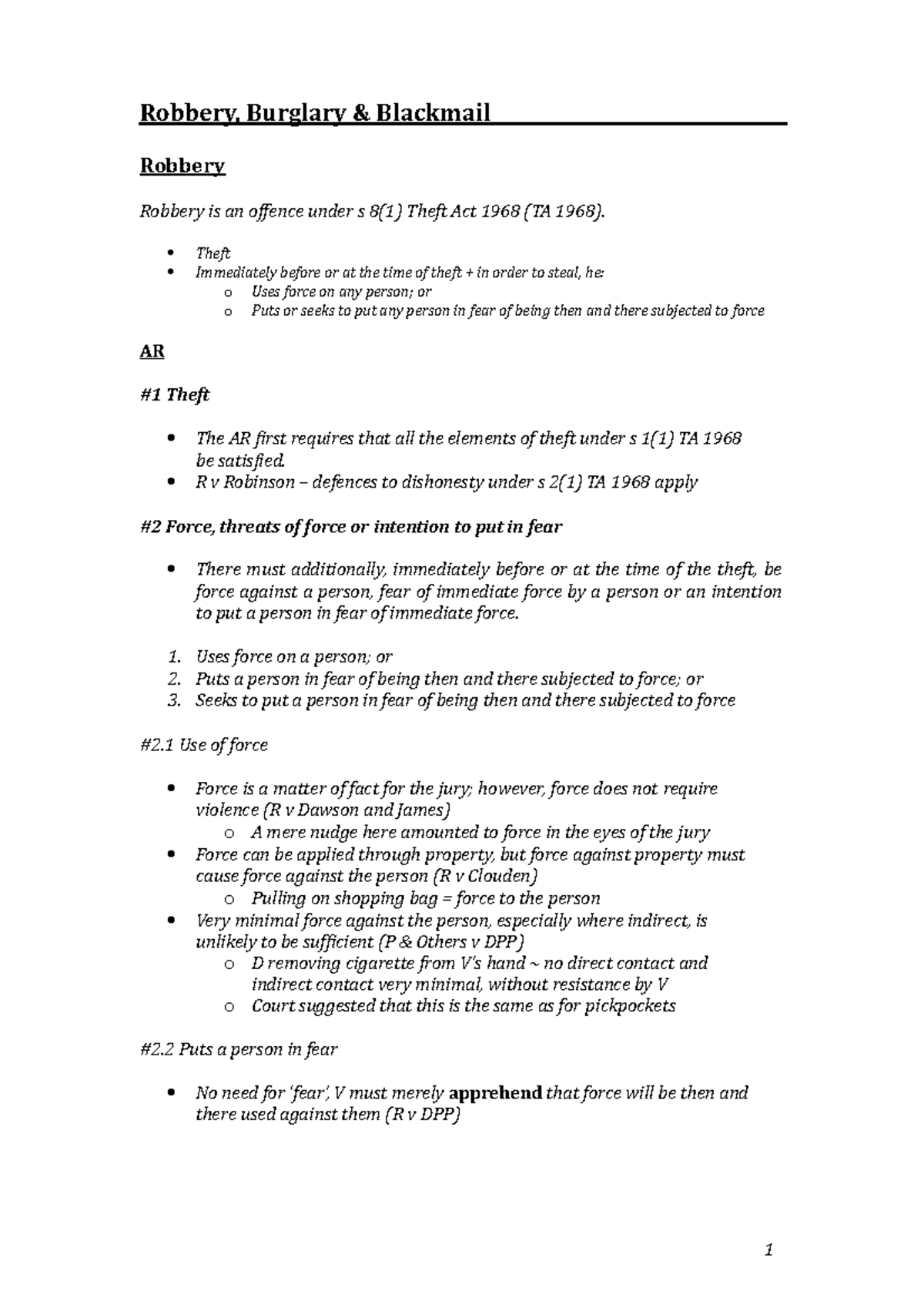 11 Robbery, Burglary and Blackmail ÔÇô free - 1 Robbery, Burglary ...