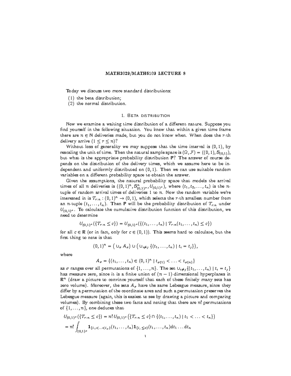 Wattle lecture 8 - similar to Chapter of Georgii - MATH3029/MATH6109 ...