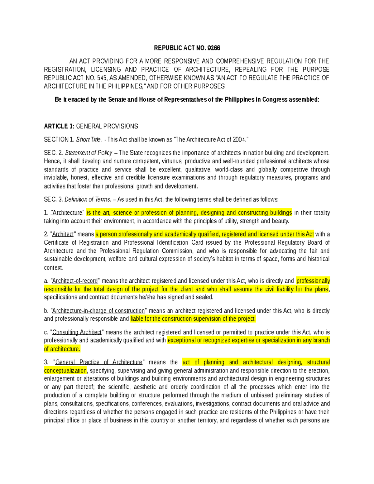 PP1 - Pp1 - REPUBLIC ACT NO. 9266 AN ACT PROVIDING FOR A MORE ...