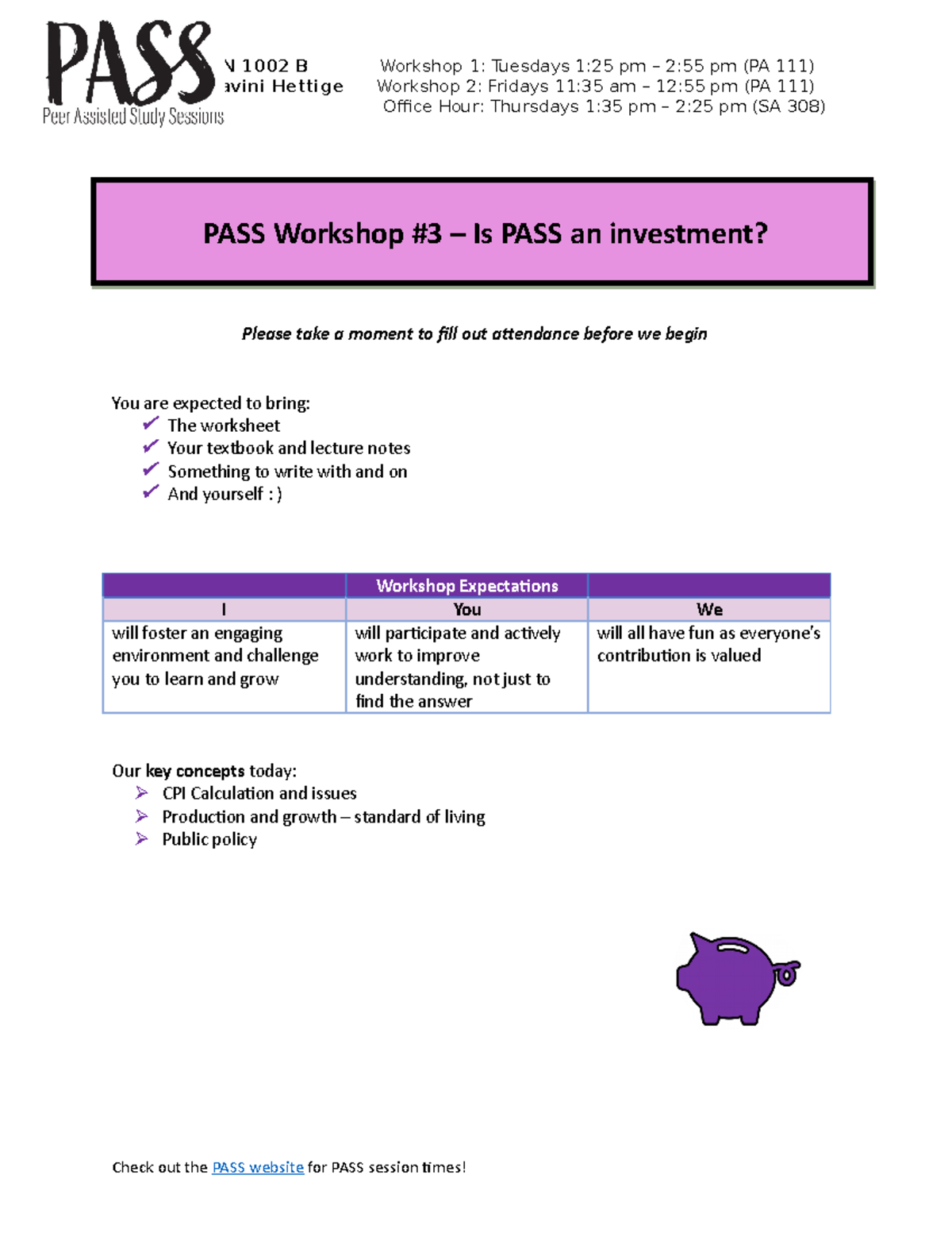 PASS Worksheet ECOR 1047 - Facilitator: Savini Hettige Workshop 2 ...