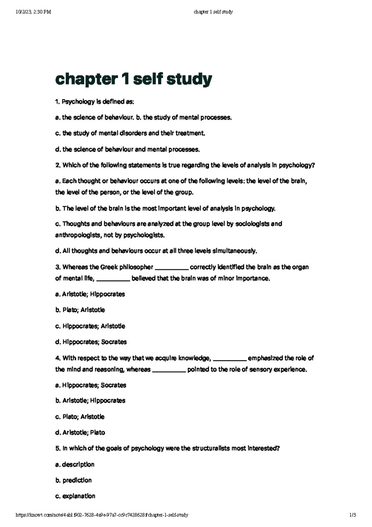 Chapter 1 self study - 10/2/23, 2:30 PM chapter 1 self study - Studocu