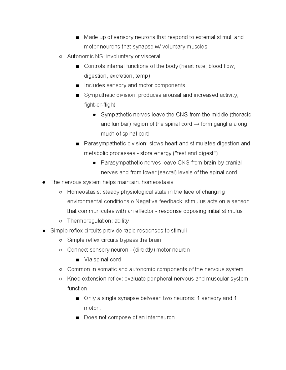 Autonomic Nervous System - Studocu