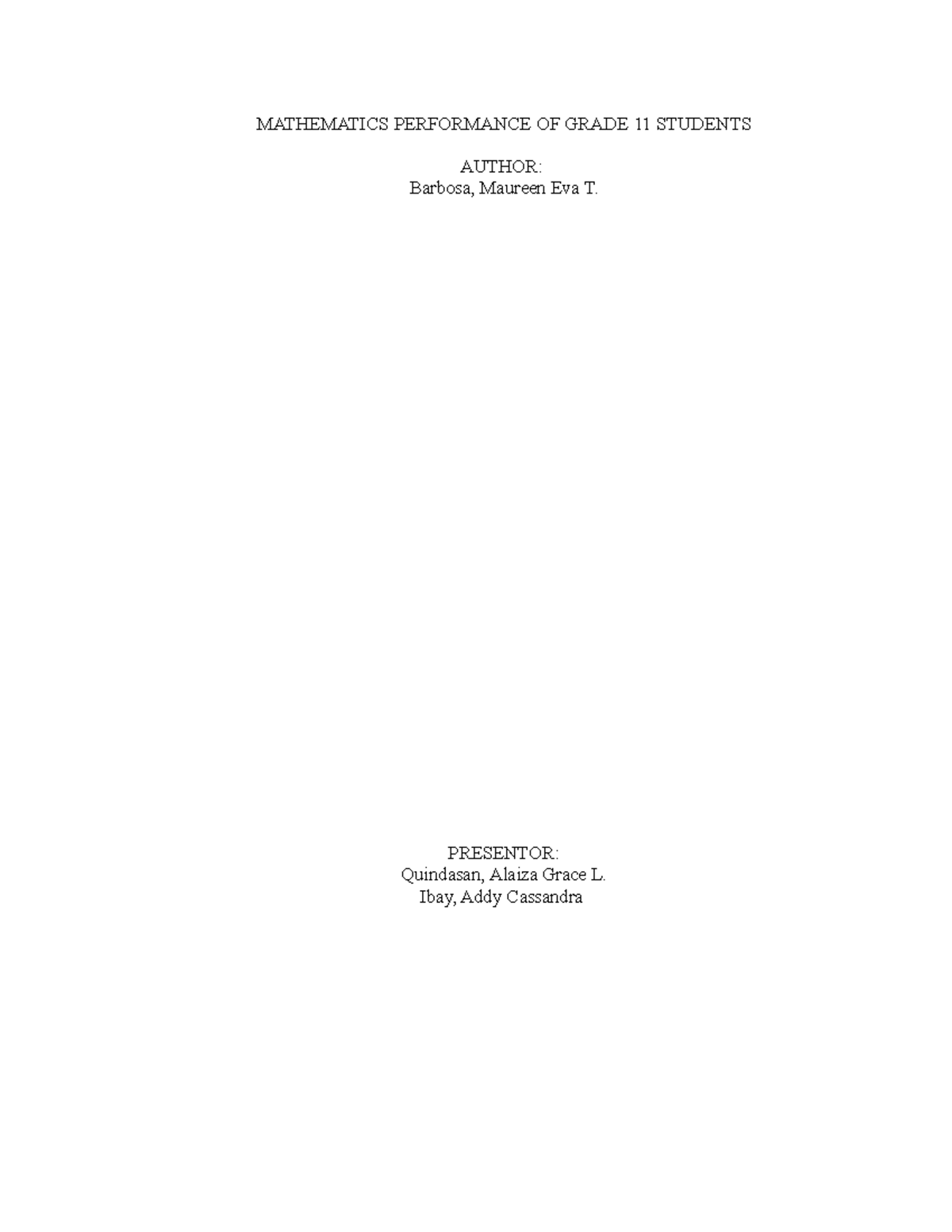 Sample Manuscript 1 2 nd tablr - MATHEMATICS PERFORMANCE OF GRADE 11 ...