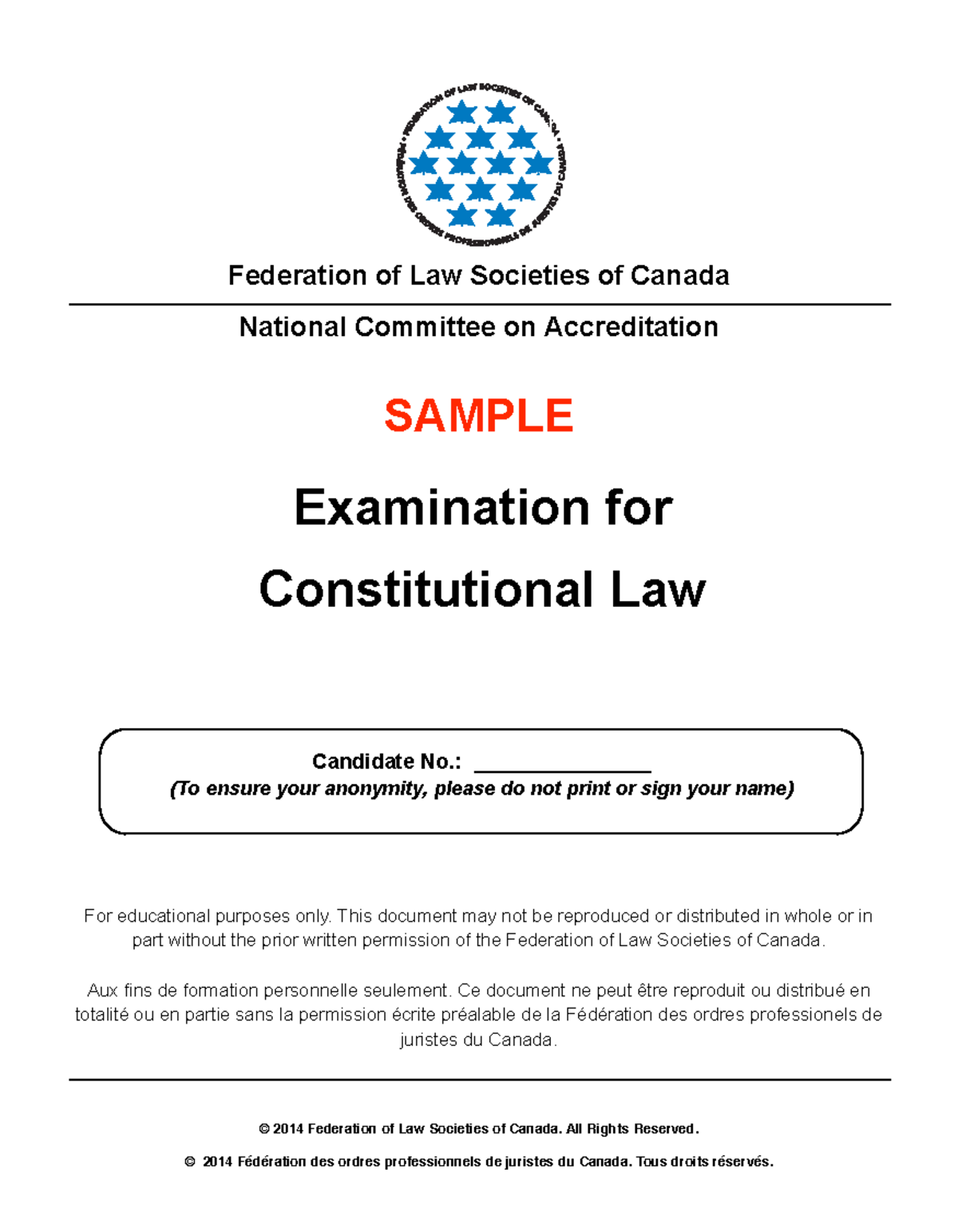 Sample constitutional law exam NCA - For educational purposes only ...