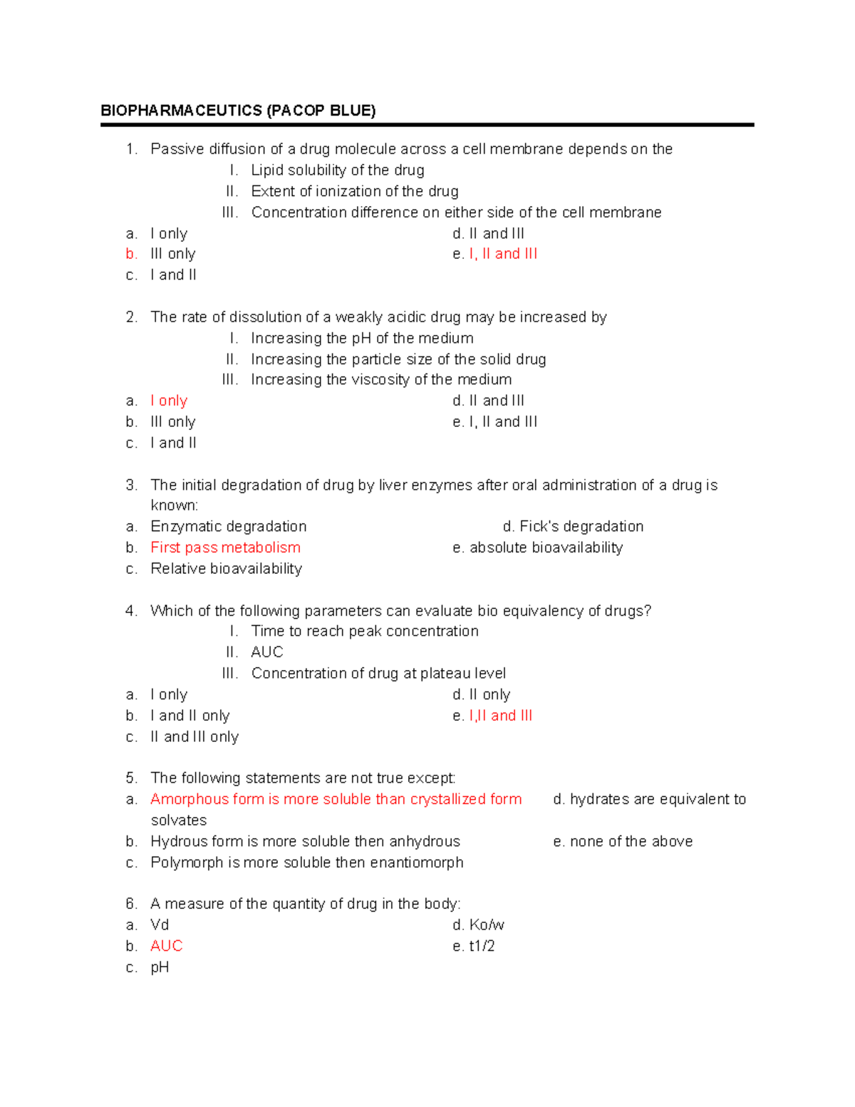 Biopharmaceutics-BLUE Pacop (answerkey) - BIOPHARMACEUTICS (PACOP BLUE ...