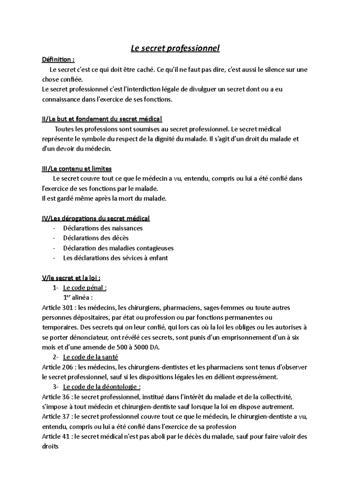 Med deonto-secret medical - Le secret professionnel Définition : Le ...