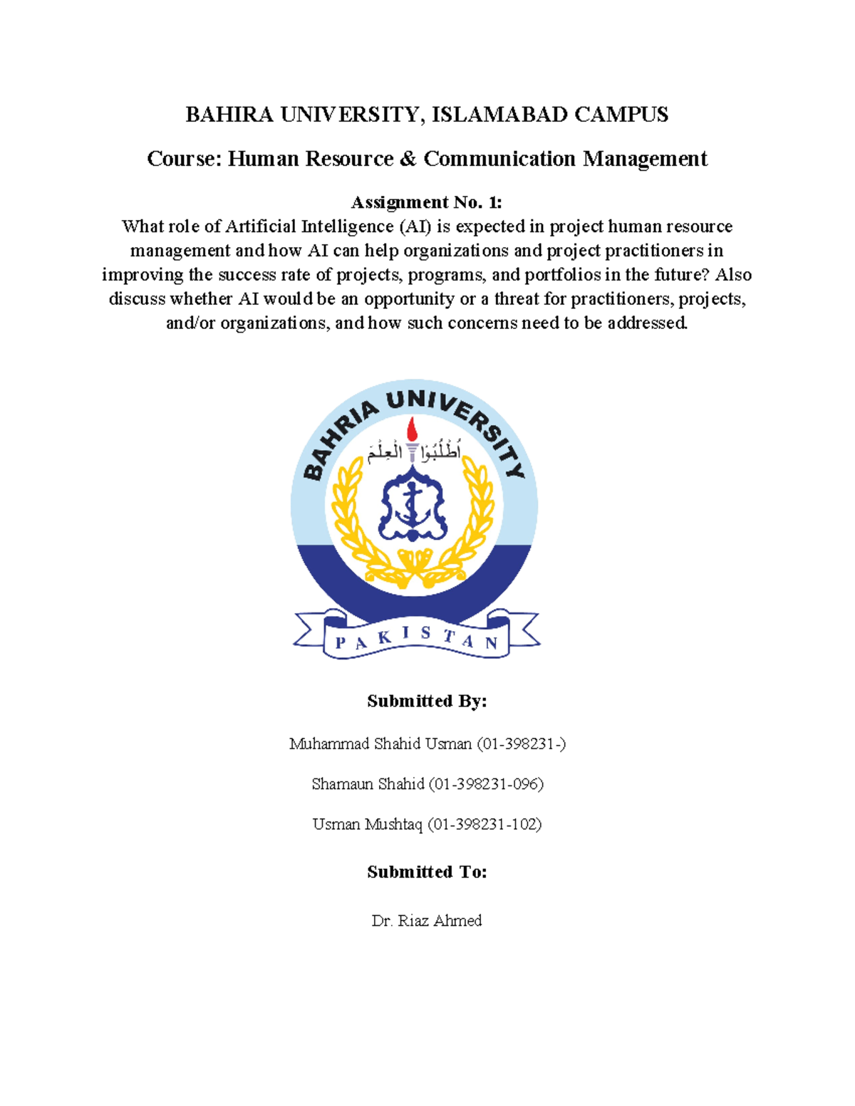 Role of AI in Human Resource and Communication Management - BAHIRA ...