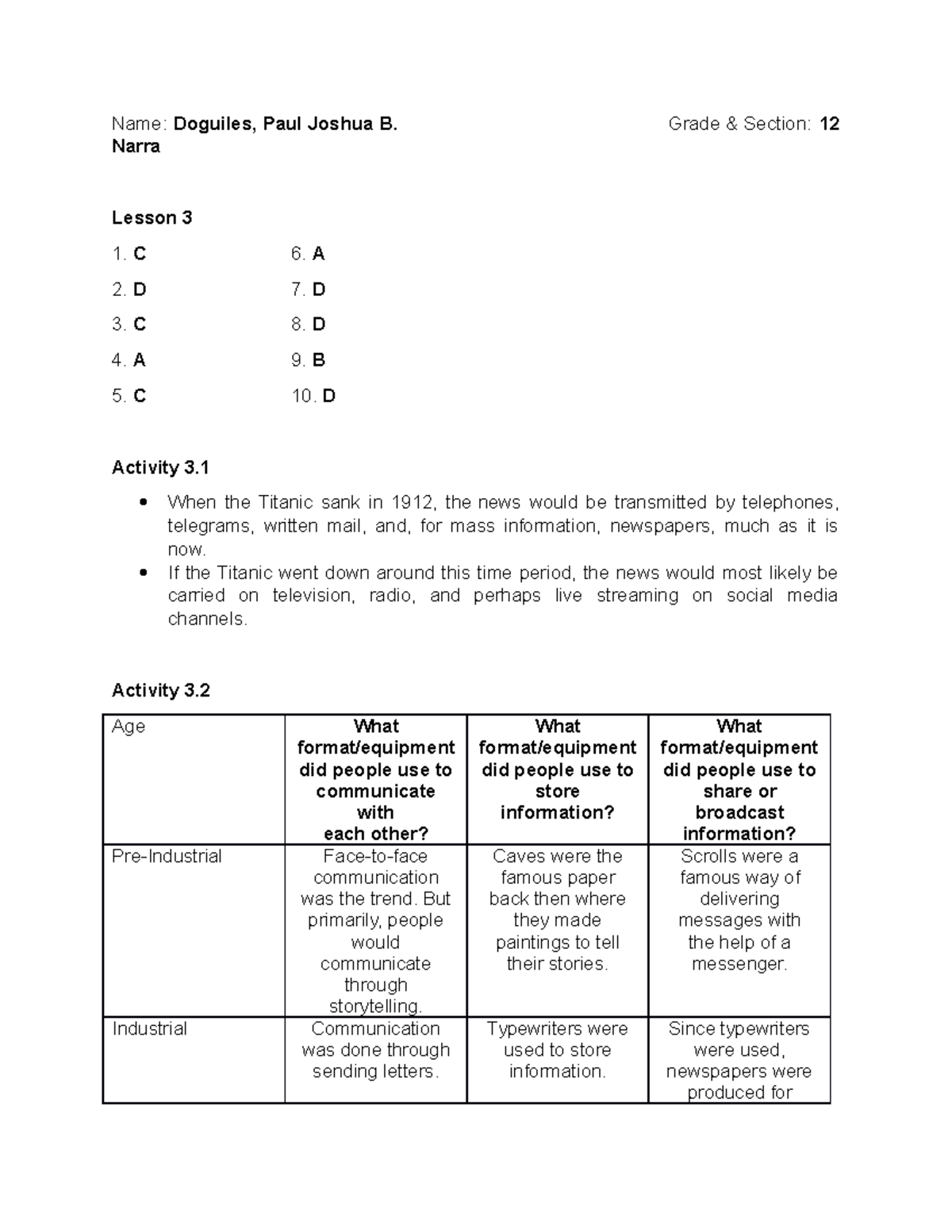 MIL 12 Lesson 3-4 - vghjfgh - Name: Doguiles, Paul Joshua B. Grade ...