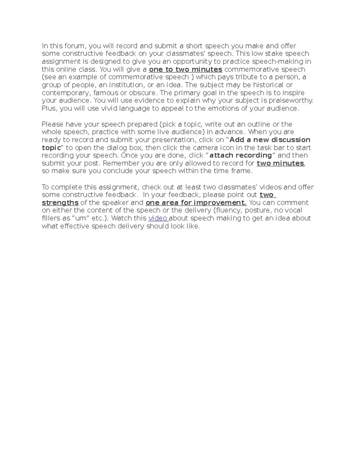 Speech - Min Wu - In this forum, you will record and submit a short ...