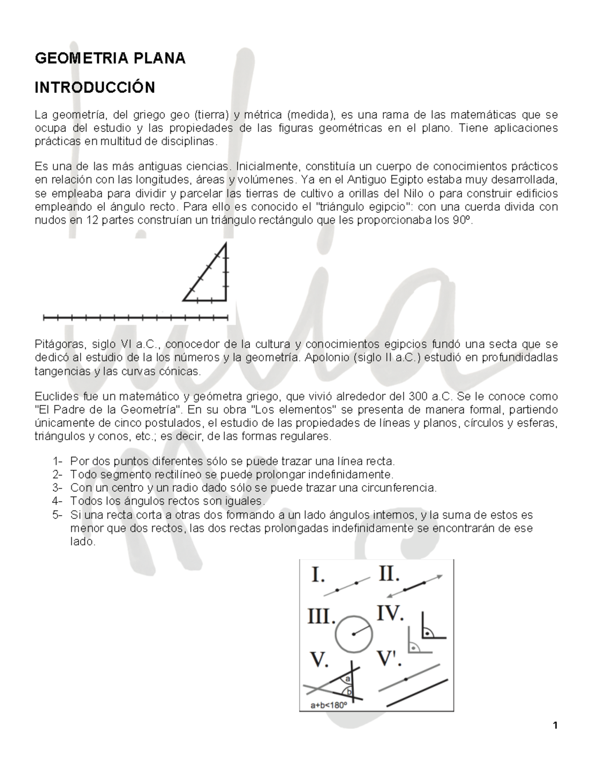 1. Geometria Plana - GEOMETRIA PLANA INTRODUCCIÓN La geometría, del ...